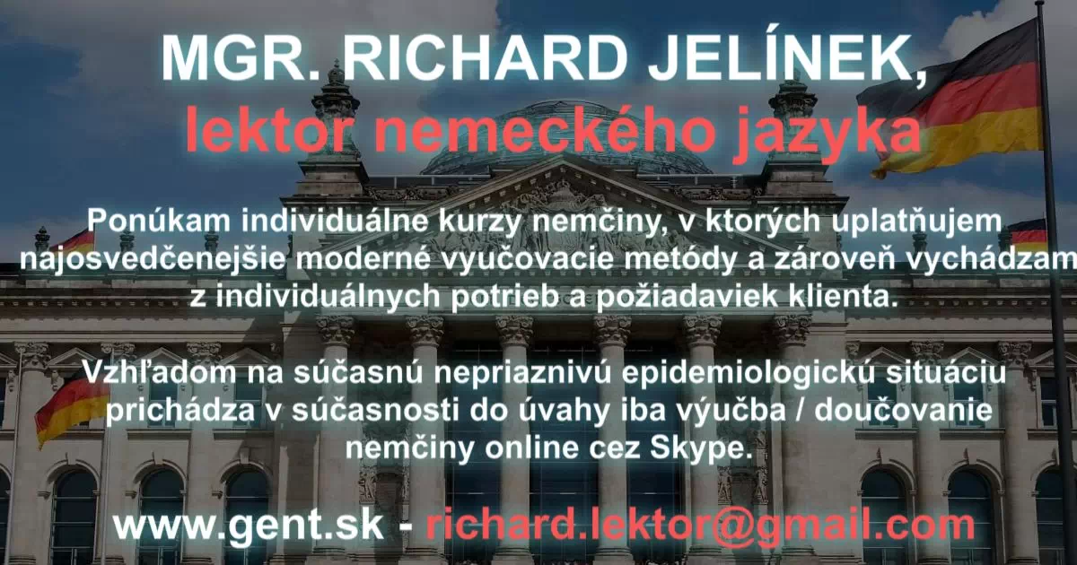 Mgr. Richard Jelínek, lektor nemeckého jazyka v Bratislave
